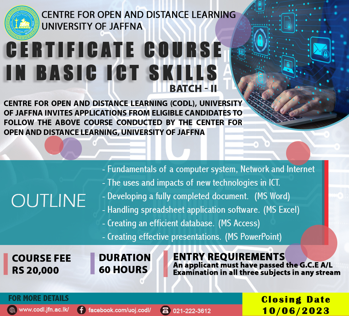 Certificate Course in Basic ICT Skills Batch 2 – Center for Open and ...